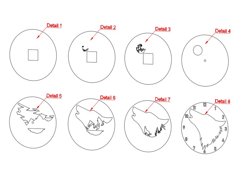 Wolf Wall Clock Svg Dxf Laser Cut Files Clock Cricut Svg 3d - Etsy