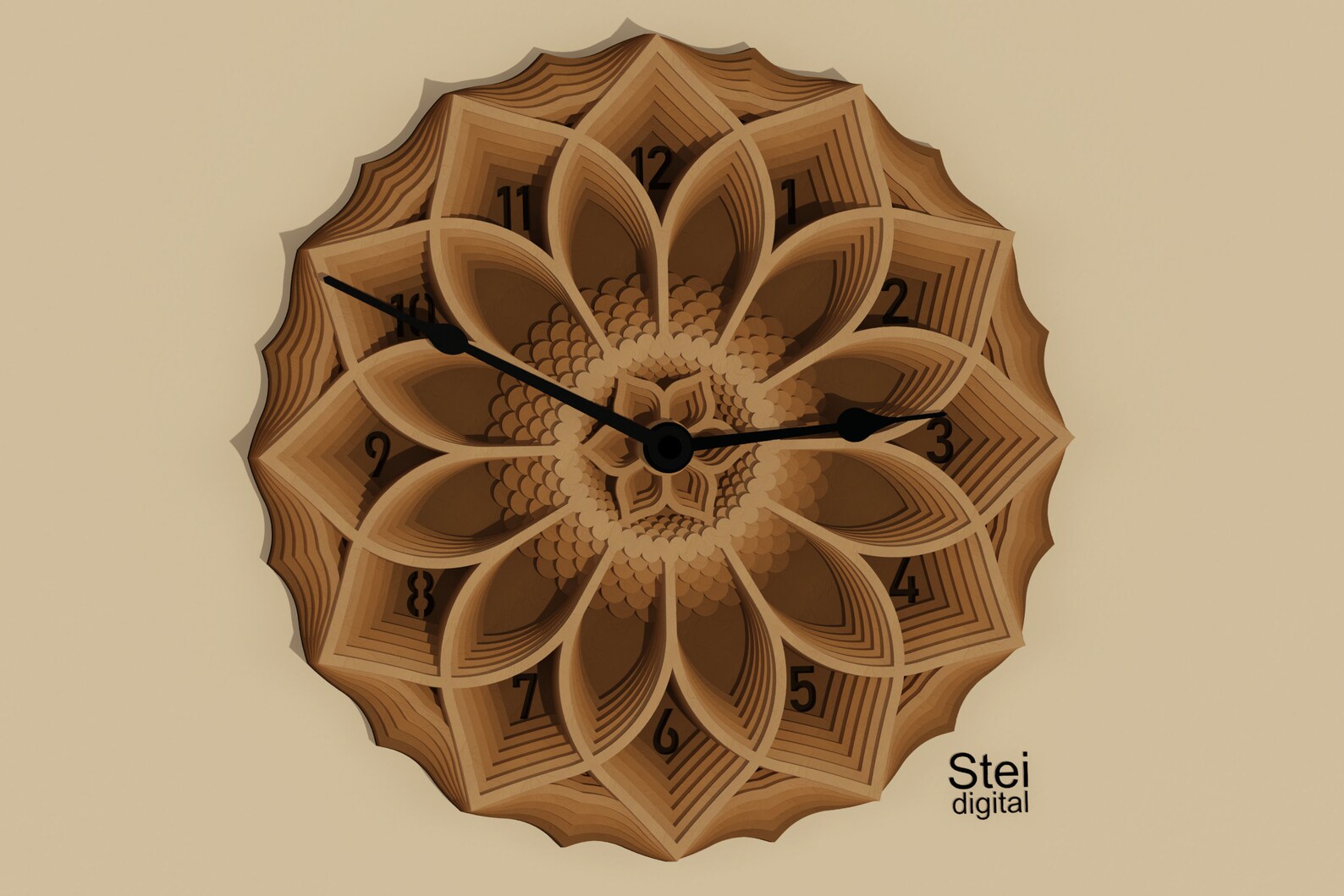 3d Flower Wall Clock Svg Dxf Cut Files Layered Clock Mandala - Etsy