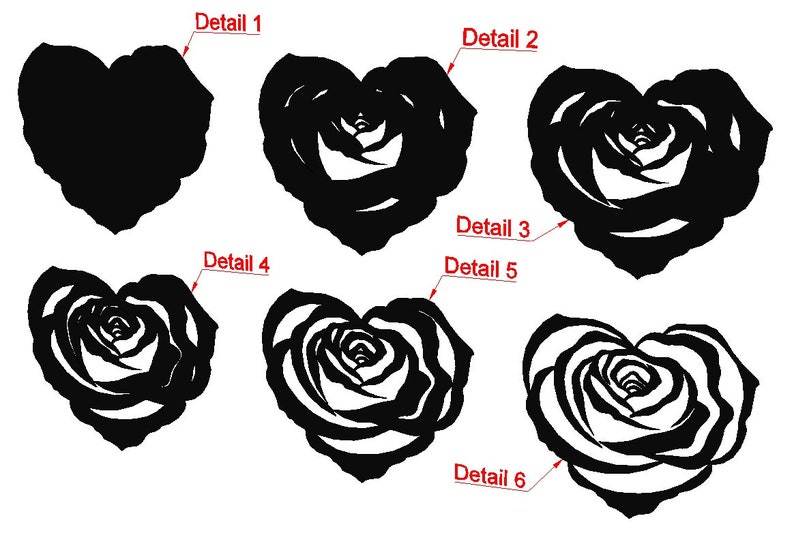 Layered 3D Rose Heart SVG DXF: Laser Cut File - Etsy