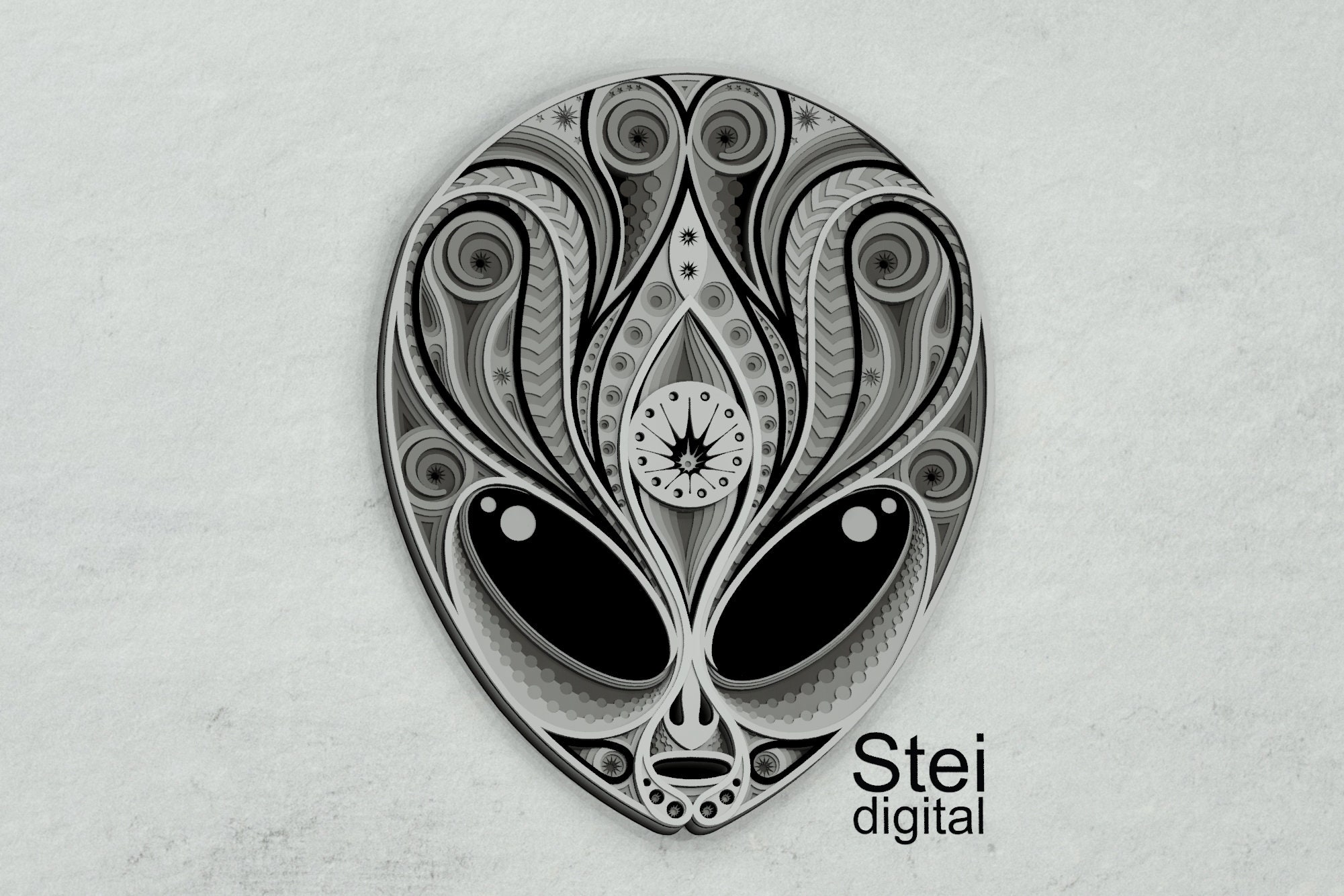3d Layered Alien SVG Dxf Cut Files Alien Head Svg Alien - Etsy