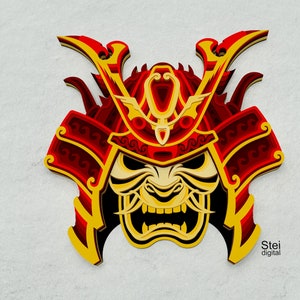 3d Samurai Mask SVG, Dxf Laser Cut Files, Layered Warrior Helmet ...