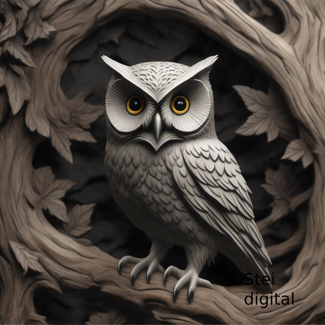 3D Owl Laser Engrave File: Wall Decor Template (digital PNG, SVG) - Etsy
