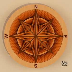 3d Compass Mandala Svg, Dxf Laser Cut Files, Compass Layered Svg, Cut ...
