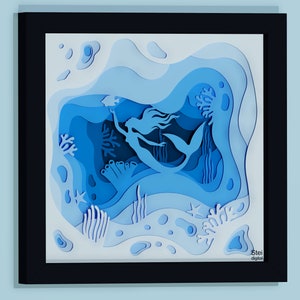 3d Mermaid Shadow Box Svg, Dxf, Underwater Scene Svg, Mermaid Papercut ...