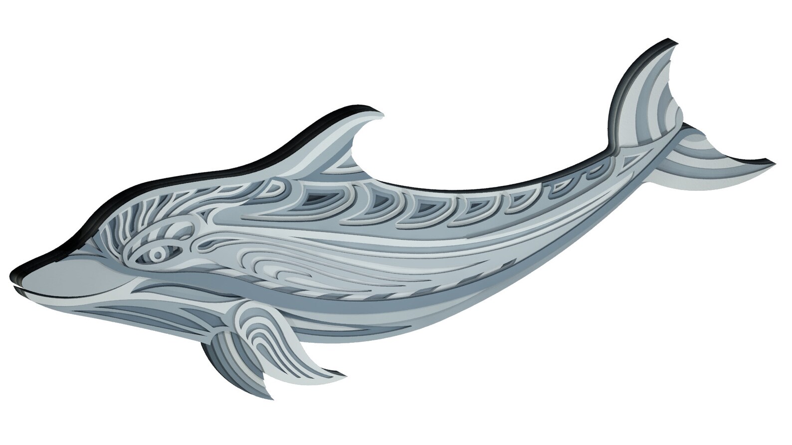 3d Dolphin Layered Design Dxf Svg Files CNC Laser Cutting - Etsy
