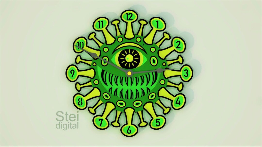 3D Virus Wall Clock SVG DXF: Laser Cut Template, Cricut Files - Etsy