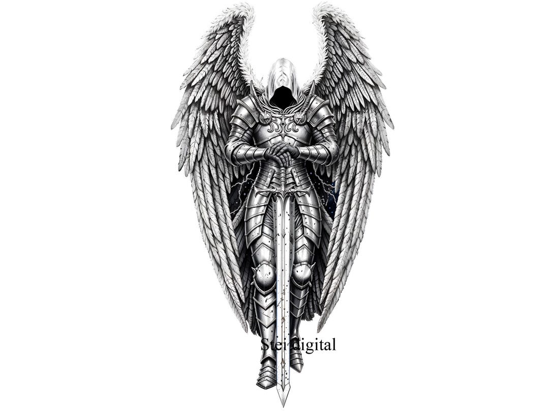 Angel Guardian PNG File, for Tattoo, for Laser Engraving on Jeans ...