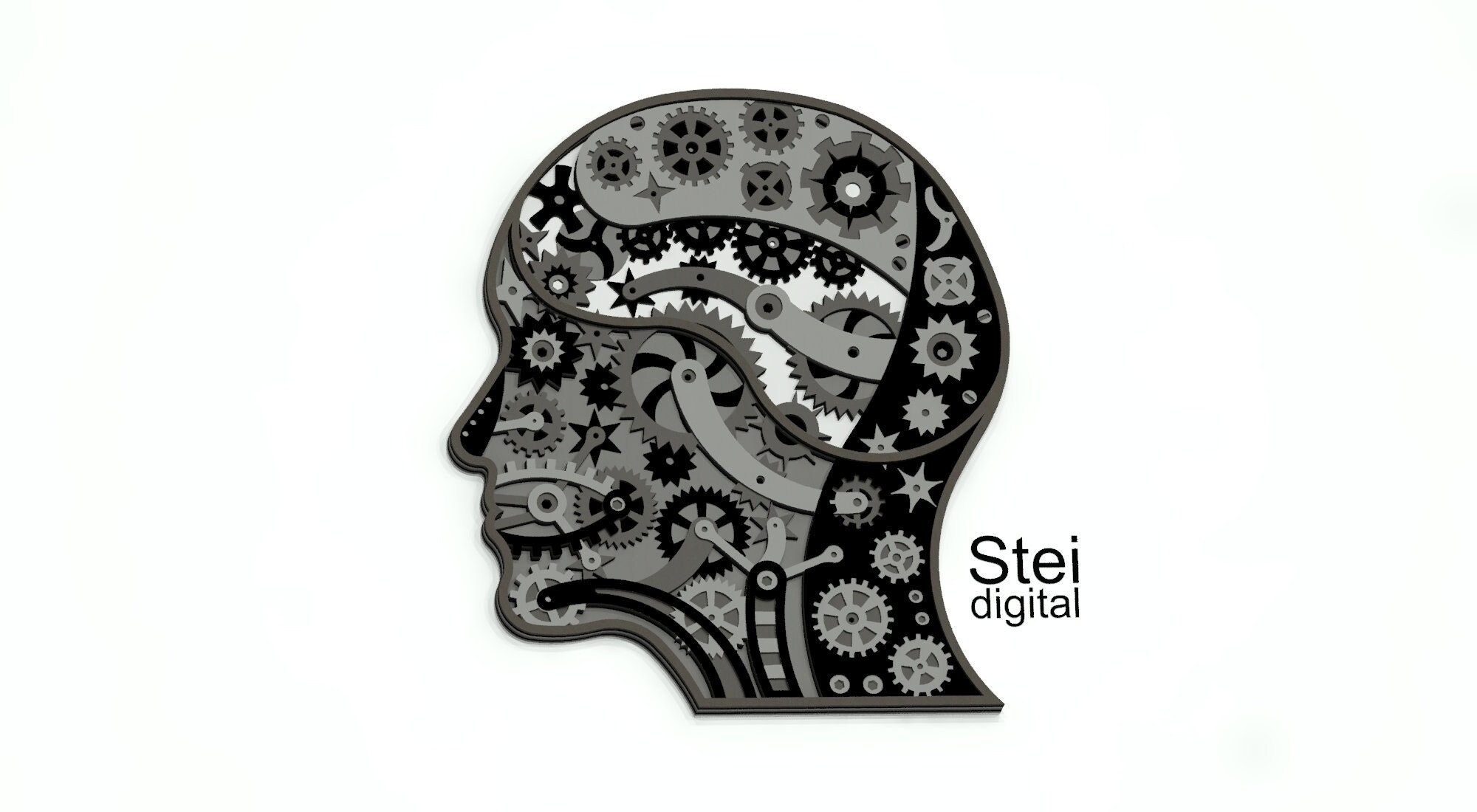 3d Steampunk Head SVG Dxf Cut Files Layered Head SVG 3d - Etsy