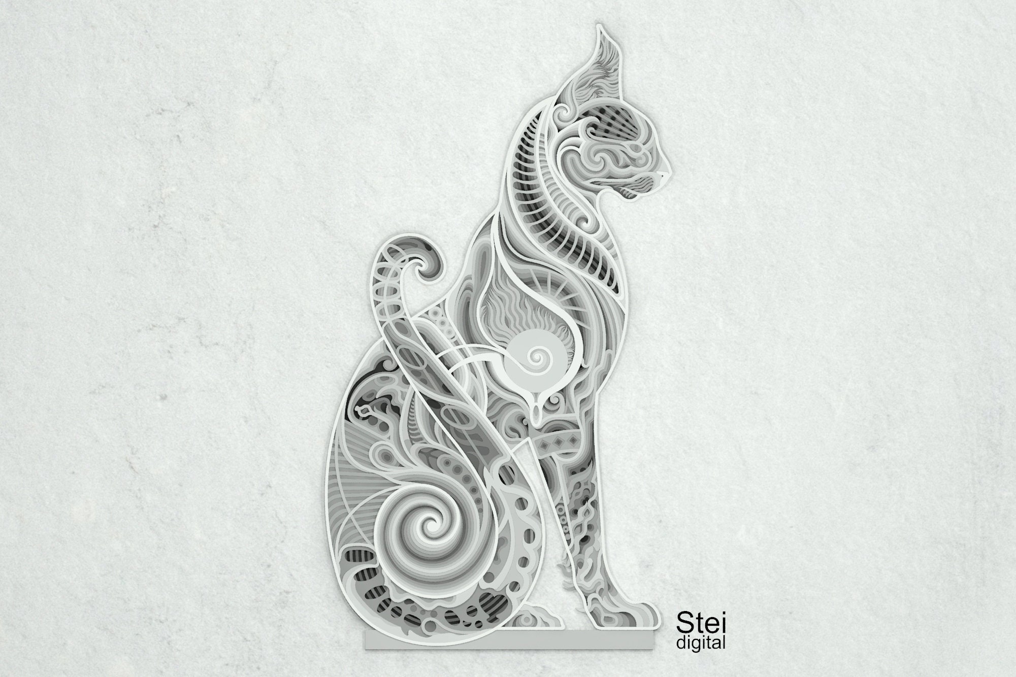 3d Spiritual Cat Svg Dxf Laser Cut Files Cat Vector File Etsy Uk