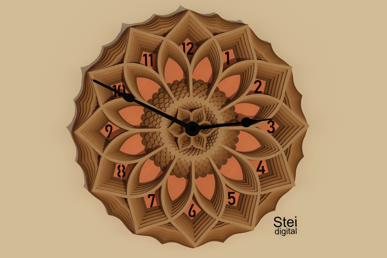 3d Flower Wall Clock Svg Dxf Cut Files Layered Clock Mandala - Etsy