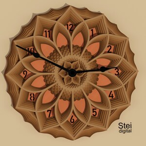 3d Flower Wall Clock Svg, Dxf Cut Files, Layered Clock Mandala Svg, 3d ...