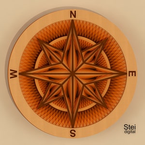 3d Compass Mandala Svg, Dxf Laser Cut Files, Compass Layered Svg, Cut ...