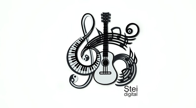 Layered Music Guitar Svg Dxf Cutting File Laser Cut Svg - Etsy