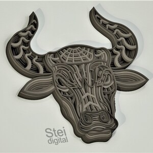 3d Bull, Taurus Mandala Svg, Dxf Files, for Laser Cutting, Cow Cut File ...
