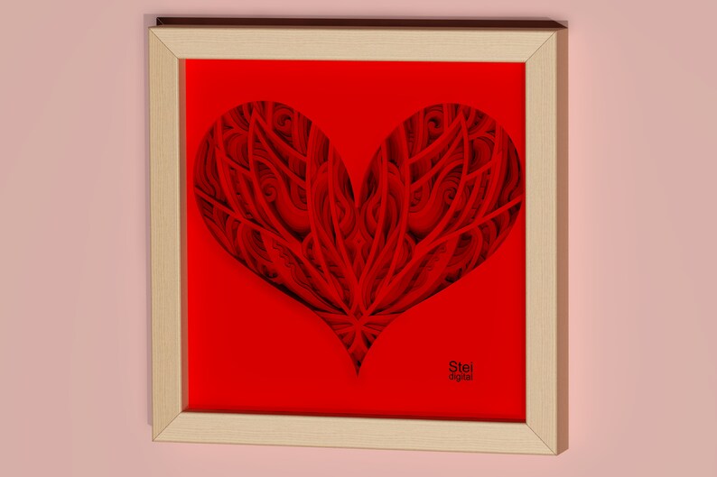 3D Heart Shadow Box Svg Dxf Files Heart Light Box Template - Etsy Australia