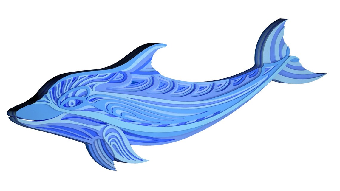 3d Dolphin Layered Design Dxf Svg Files CNC Laser Cutting - Etsy
