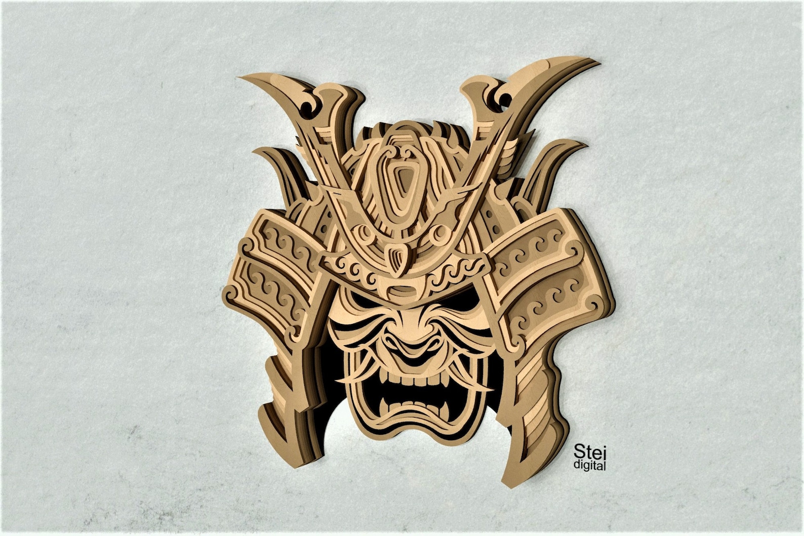 3d Samurai Mask SVG Dxf Laser Cut Files Layered Warrior - Etsy