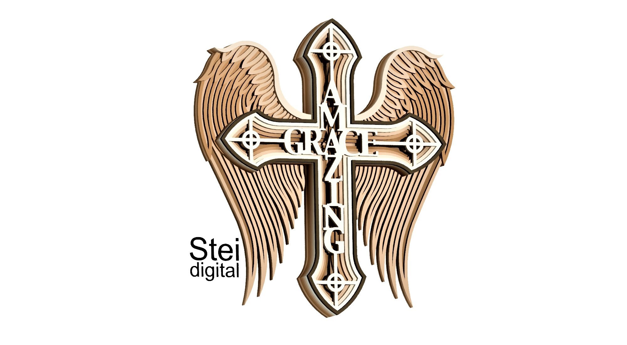 Winged Amazing Grace Cross Svg Dxf Cut Files Laser Cutting - Etsy