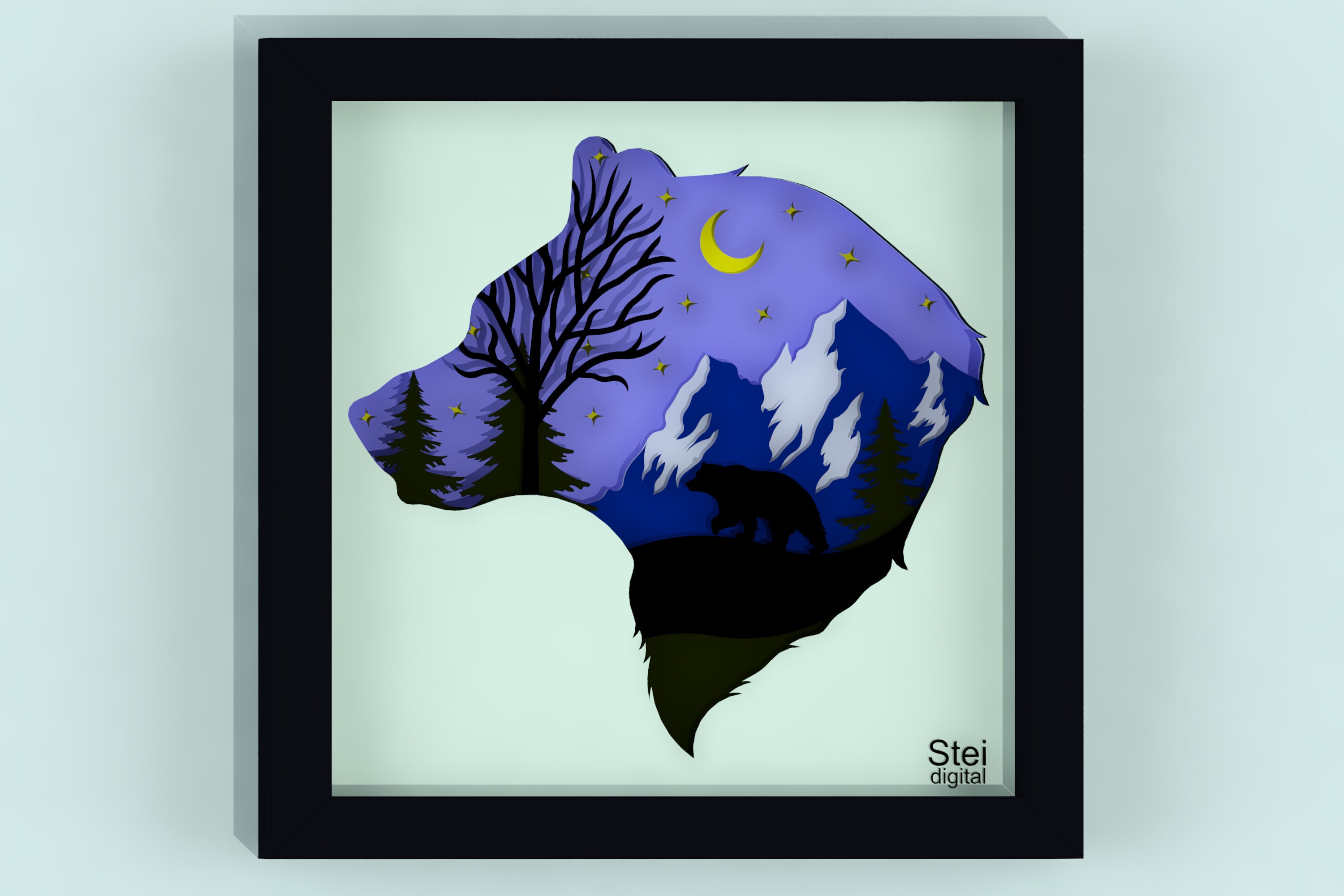 Bear Shadow Box Svg Bear Paper Cut Template Bear Layered - Etsy