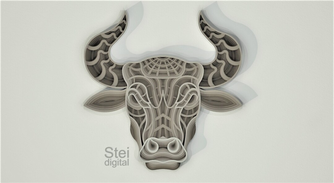 3d Bull, Taurus Mandala Svg, Dxf Files, for Laser Cutting, Cow Cut File ...