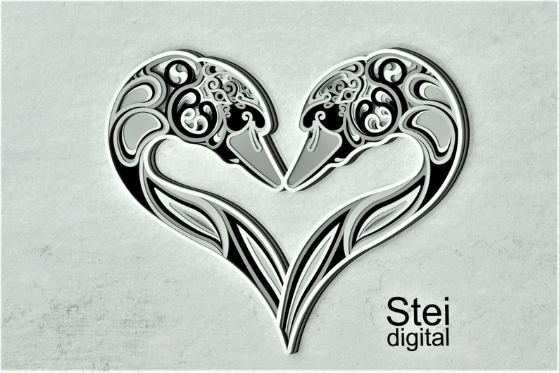 3d Swan Heart Svg Swan Love Svg Dxf Laser Cut File Cricut - Etsy