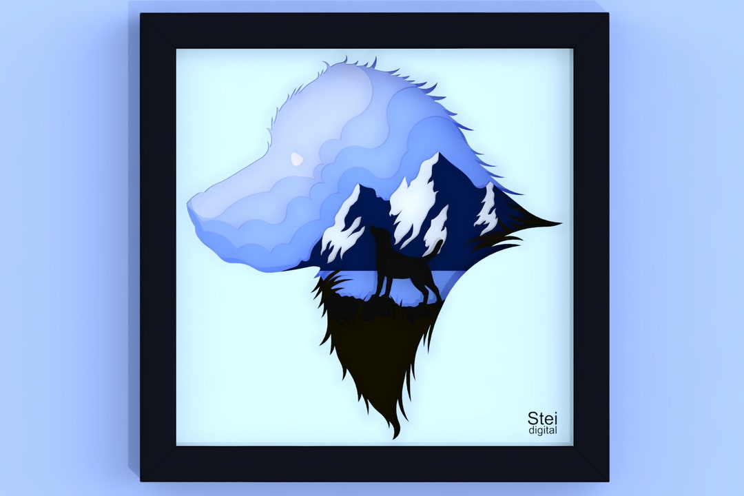 3d Dog Shadow Box Svg, Dog Papercut Template, Dog Layered Svg, Dog ...