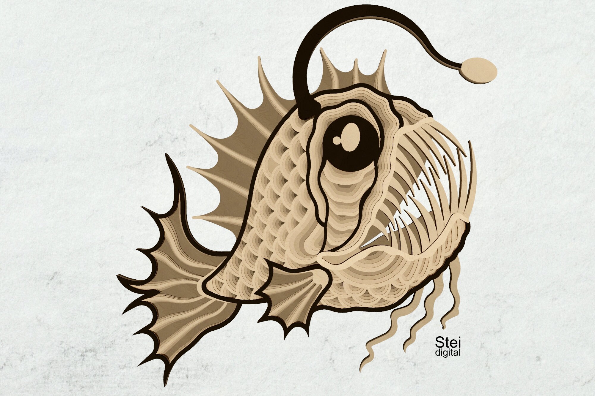 3d Angler Fish Svg Dxf Cut Files Sea Monster Svg Fishing - Etsy Canada