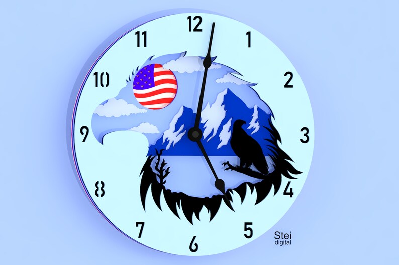 American Flag Wall Clock Svg Dxf Cut Files Clock Cricut Svg - Etsy