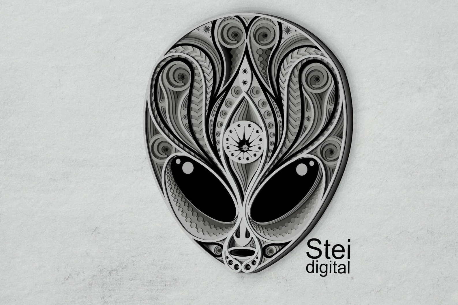 3d Layered Alien SVG, Dxf Cut Files, Alien Head Svg, Alien Vector File ...