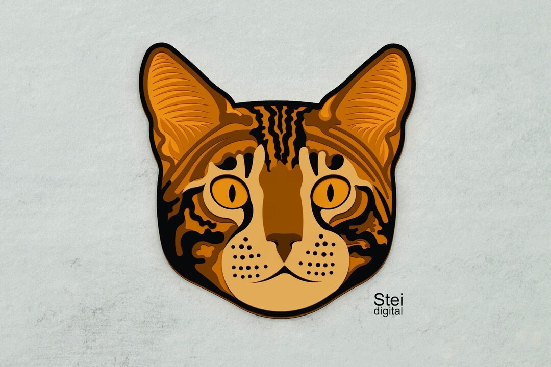 3d Bengal Cat Svg, Dxf Laser Cut Files, Layered Cat Svg, Cat Face Vector, Mandala Svg, Bengal ...