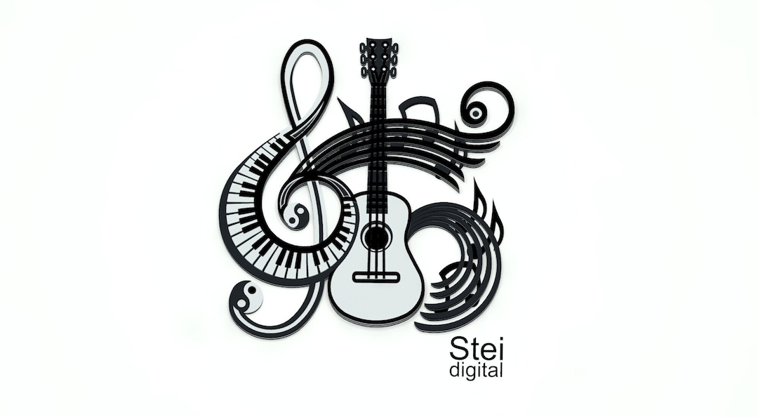 Layered Music Guitar Svg, Dxf Cutting File, Laser Cut Svg, Music Notes ...