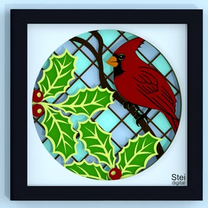 Cardinal Shadow Box Svg, Dxf, 3d Cardinal Cut Template, Winter Mandala ...
