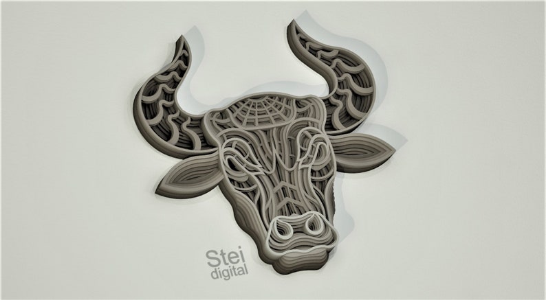 3d Bull Taurus Mandala Svg Dxf Files for Laser Cutting Cow - Etsy