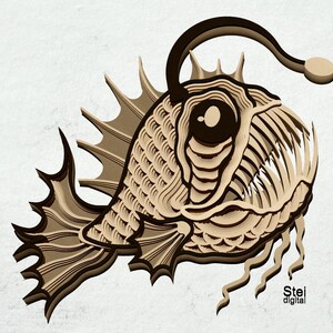 3d Angler Fish Svg, Dxf Cut Files, Sea Monster Svg, Fishing Svg ...