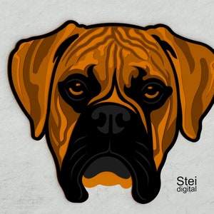 3d Boxer Dog Svg, Dxf Laser Cut Files, Layered Boxer Dog Svg, Boxer ...