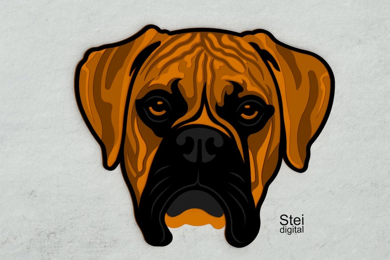 3d Boxer Dog Svg Dxf Laser Cut Files Layered Boxer Dog Svg - Etsy