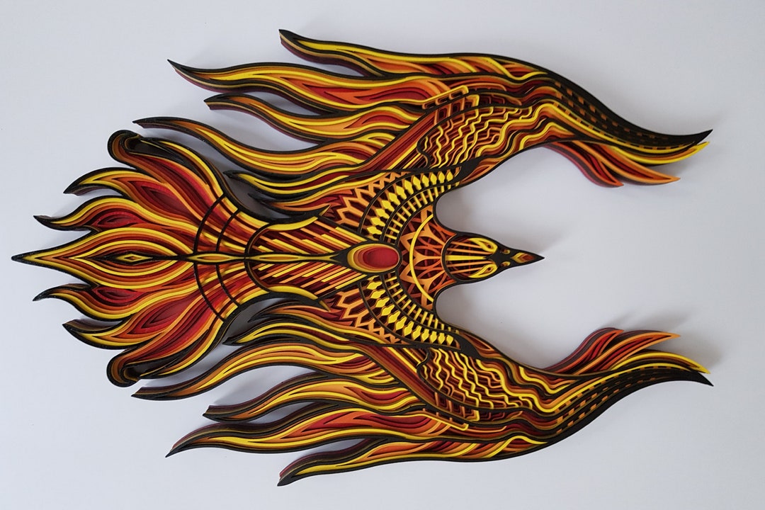 Layered Phoenix Mandala SVG: Laser Cut File, Home Decor Template - Etsy