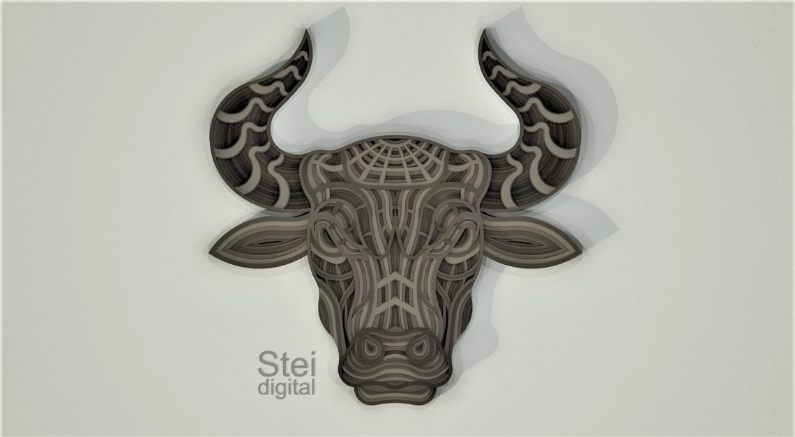 3d Bull Taurus Mandala Svg Dxf Files for Laser Cutting Cow - Etsy