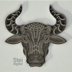 3d Bull, Taurus Mandala Svg, Dxf Files, for Laser Cutting, Cow Cut File ...
