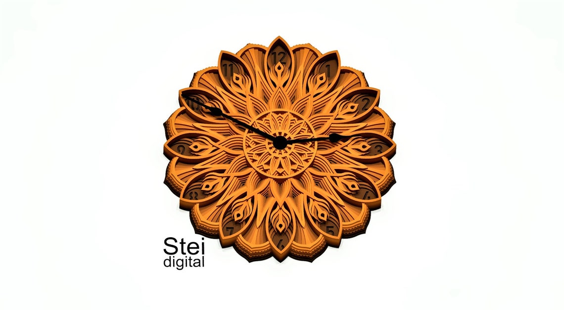 3d Wall Clock Mandala Svg Dxf Cut Files CNC Laser Cutting - Etsy