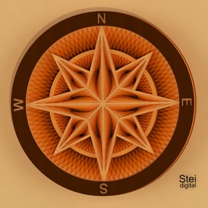 3d Compass Mandala Svg, Dxf Laser Cut Files, Compass Layered Svg, Cut ...