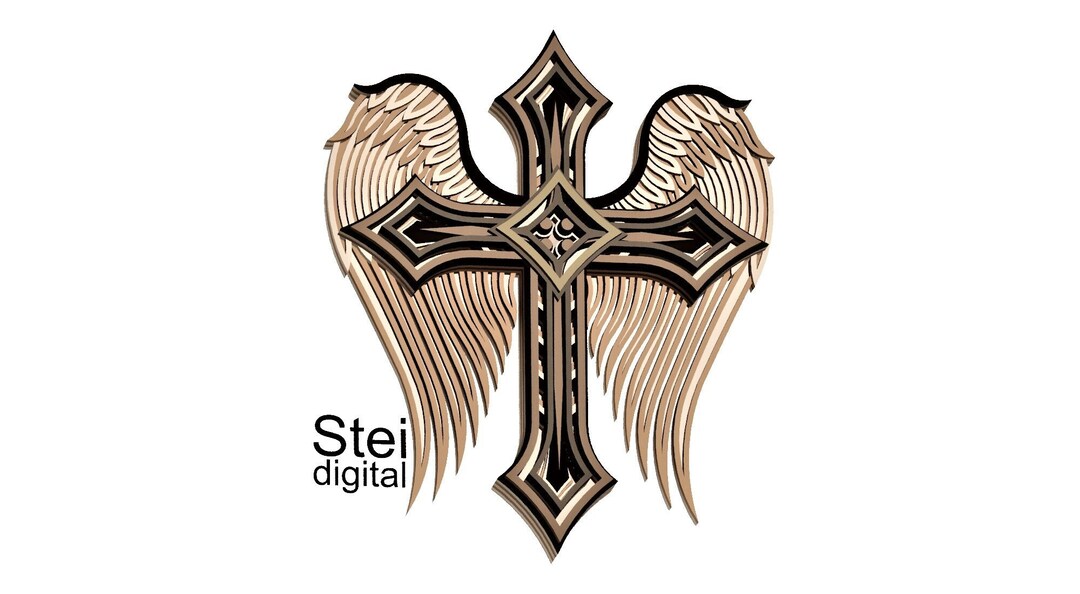 3d Winged Cross Svg, Dxf Laser Cut File, Laser Cut Template, Cross With ...