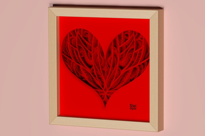 3D Heart Shadow Box Svg Dxf Files Heart Light Box Template - Etsy Australia