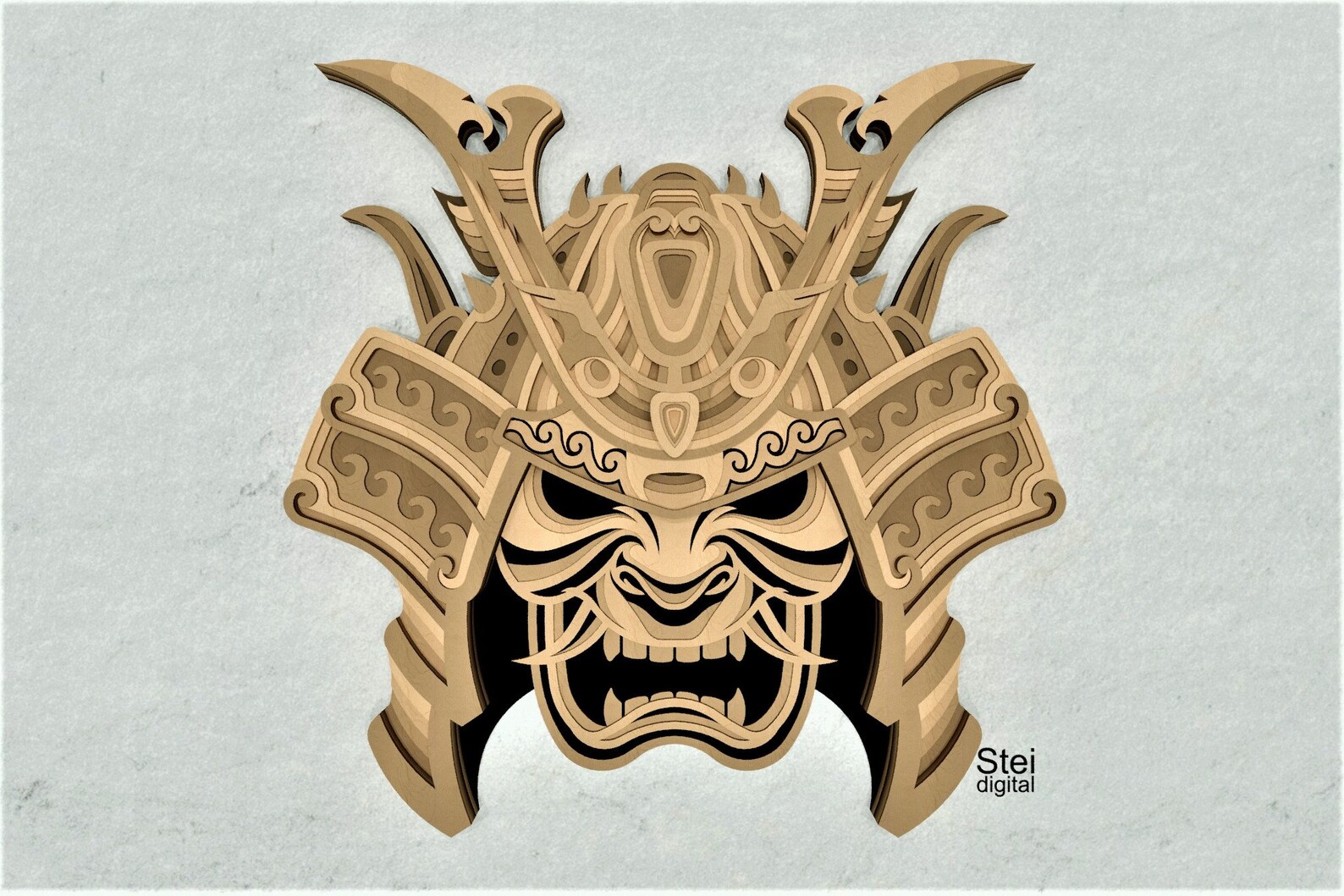 3d Samurai Mask SVG Dxf Laser Cut Files Layered Warrior - Etsy