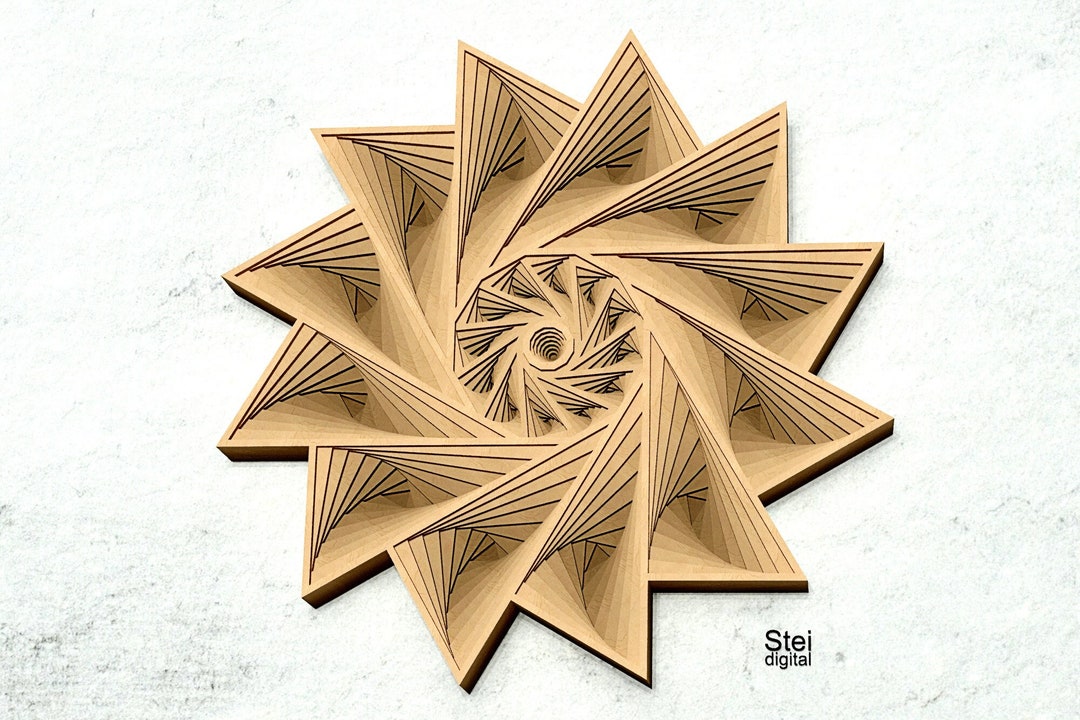 3d Geometric Sun Svg, Dxf Cut Files, Sun Mandala Svg, Sun Vector File ...