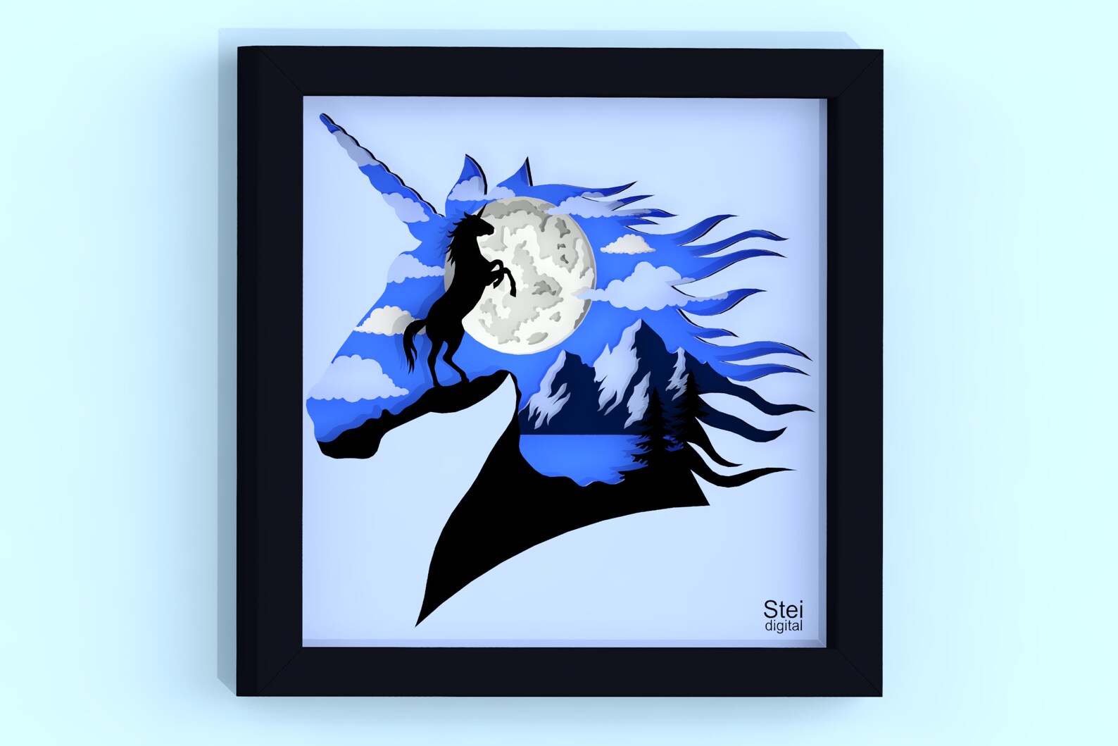 3d Unicorn Shadow Box Svg Unicorn Paper Cut Template Unicorn - Etsy