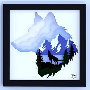 3d Wolf Shadow Box Svg, Wolf Papercut Template, Wolf Layered Svg, Wolf ...
