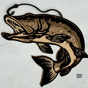 3D Pike Fish Mandala SVG DXF: Laser Cut Fishing Art (digital Download ...