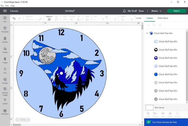 Wolf Wall Clock Svg Dxf Laser Cut Files Clock Cricut Svg 3d - Etsy