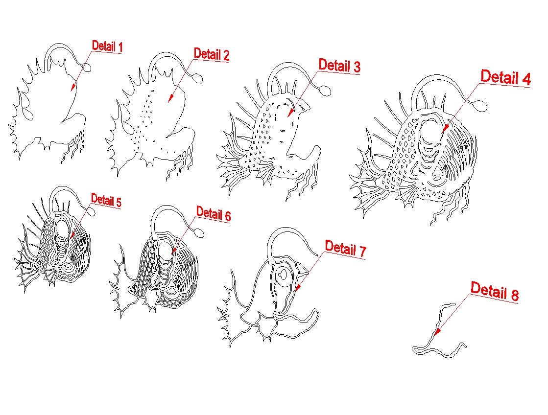 3d Angler Fish Svg Dxf Cut Files Sea Monster Svg Fishing - Etsy Canada